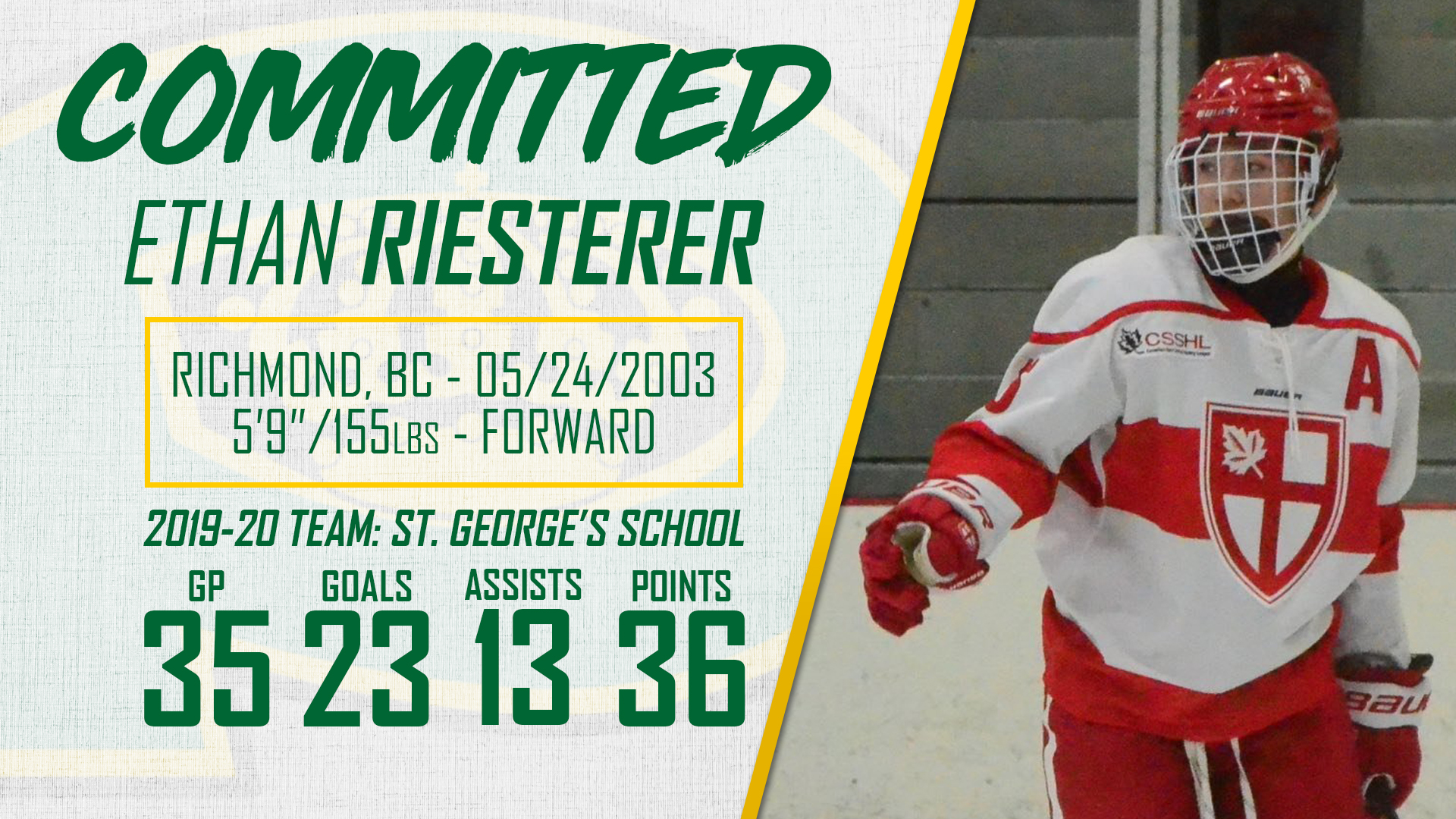 Kings Commit to Riesterer | Powell River Kings Junior A Hockey Club