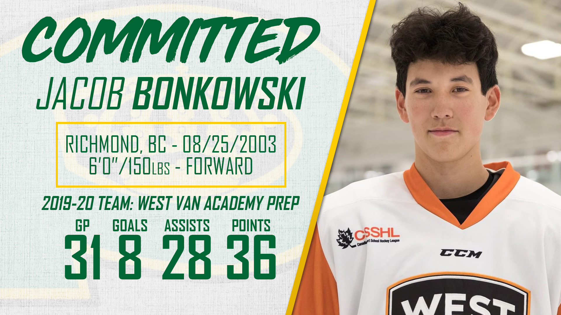 Kings Commit to Bonkowski | Powell River Kings Junior A Hockey Club